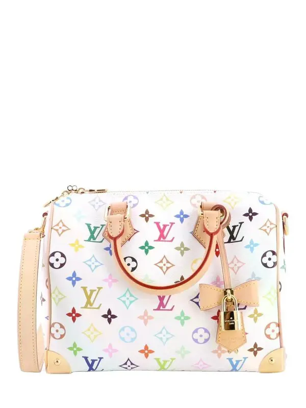 LOUIS VUITTON X Takashi Murakami Speedy Bandouliere Monogram Multicolor 25 Satchel - White