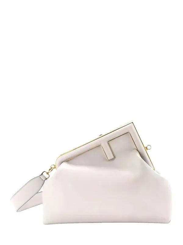 Fendi First Bag Leather Medium Clutch Bag - Grey
