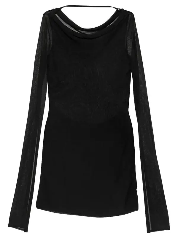 Cult Gaia Split-sleeve Cowl-neck Mini Dress - Black