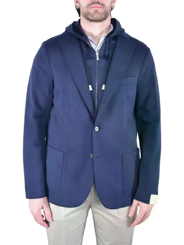 Eleventy Hooded Jersey Jacket - Blue