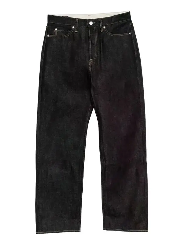 MOMOTARO Contrast-stitch Logo-patch Jeans - Blue