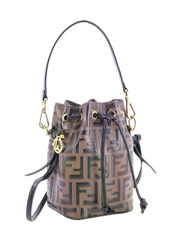 Fendi Mon Tresor Zucca Embossed Leather Mini Bucket Bag - Brown