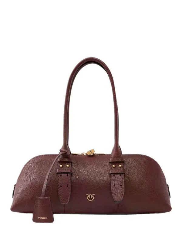Pinko Love Birds Leather Tote Bag - Brown