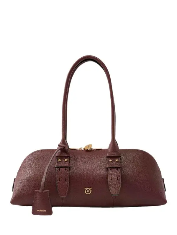 Pinko Love Birds Leather Tote Bag - Brown