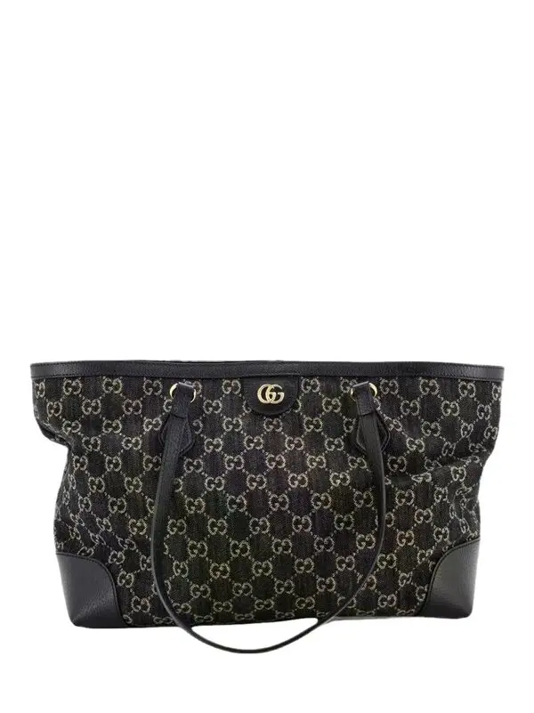 Gucci Ophidia Gg Denim Medium Tote Bag - Black