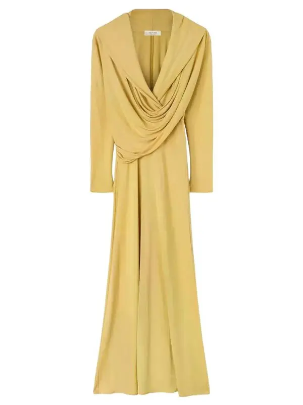 RETORI Retrofitted Draped Hooded Maxi Dress - Yellow