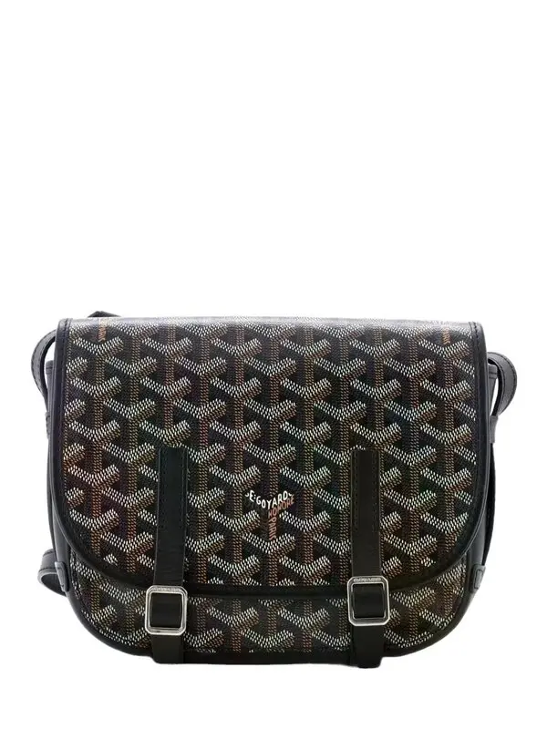 Goyard Belvedere Messenger Bag In Coated Canvas And Leather - Black