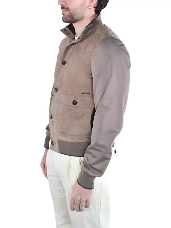 MOORER Suede Bomber Jacket - Grey