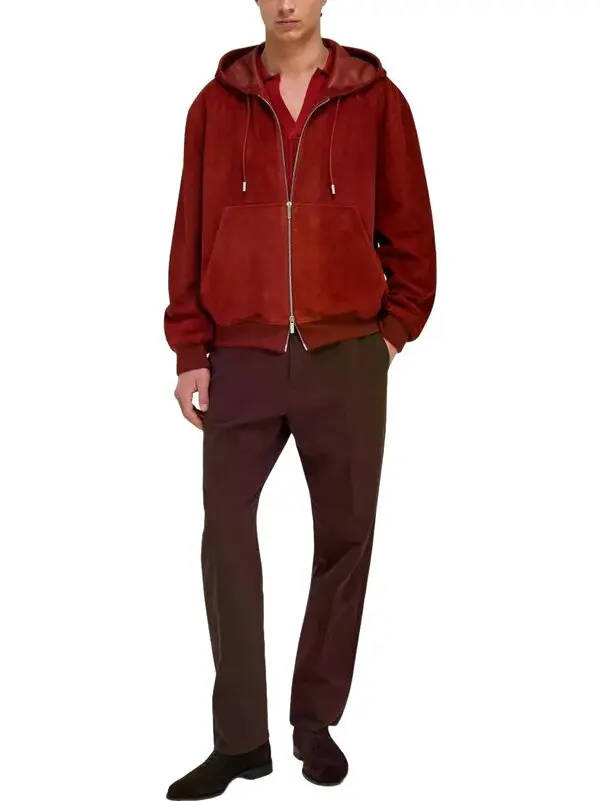 FERRAGAMO Suede Blouson With Hood - Red