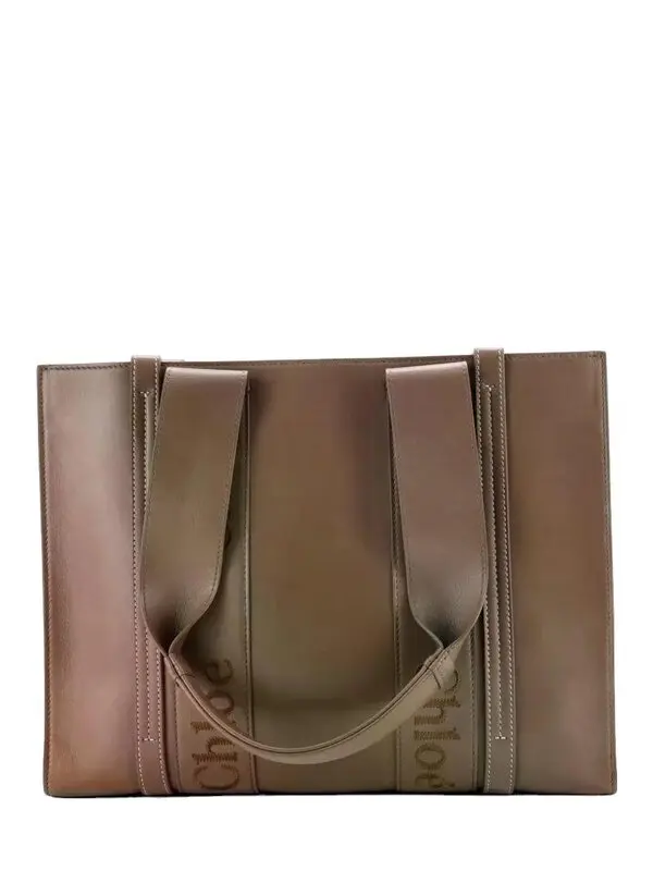 Chloé Woody Leather Medium Tote Bag - Brown