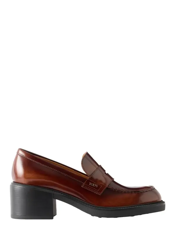 TOD'S Gomma Block Heel Loafers - Brown