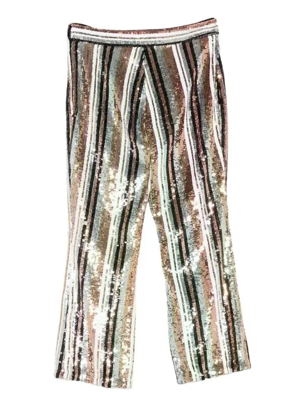 SIMONA CORSELLINI Sequin Embellished Striped Trousers - Silver