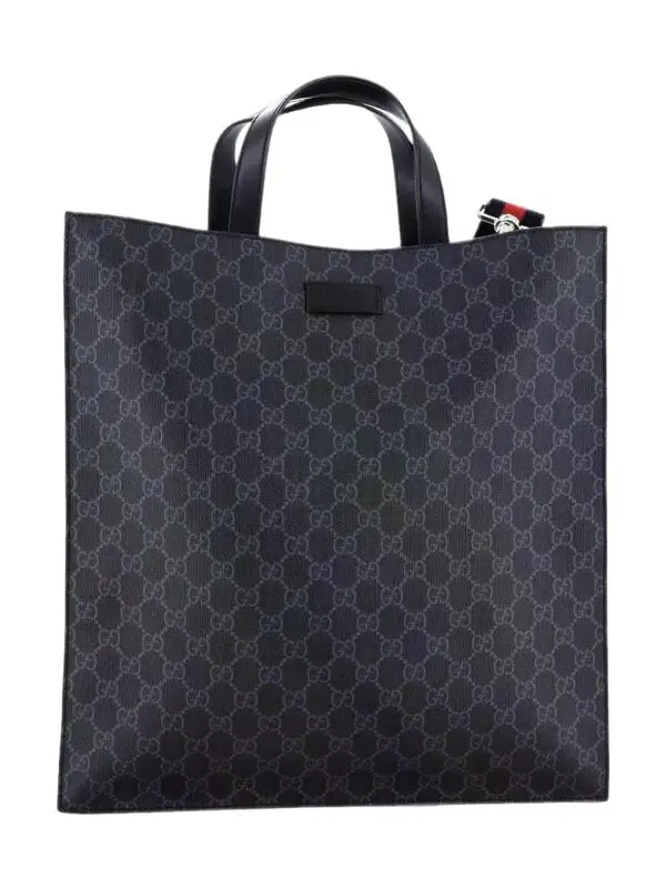 Gucci Convertible Soft Open Gg Coated Canvas Tall Tote Bag - Black