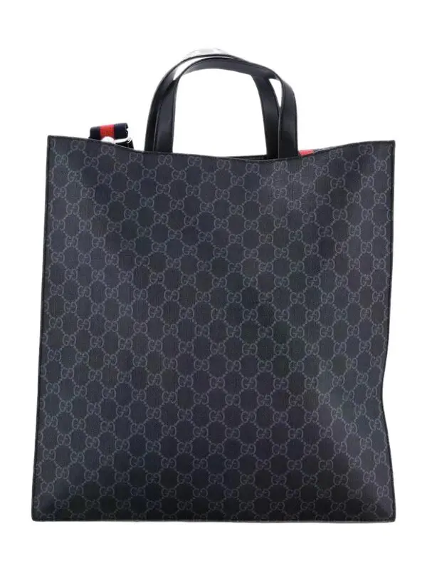 Gucci Convertible Soft Open Gg Coated Canvas Tall Tote Bag - Black