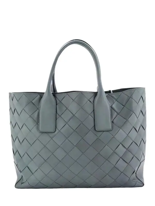 Bottega Veneta Open Maxi Intrecciato Leather Tote Bag - Grey