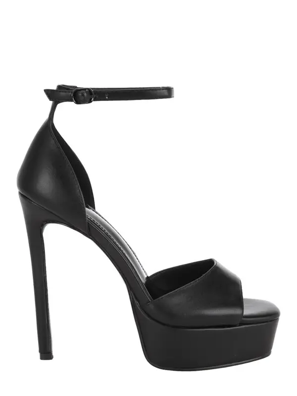 RAG & CO Towering Platform Heel Sandals With Ankle Strap - Black