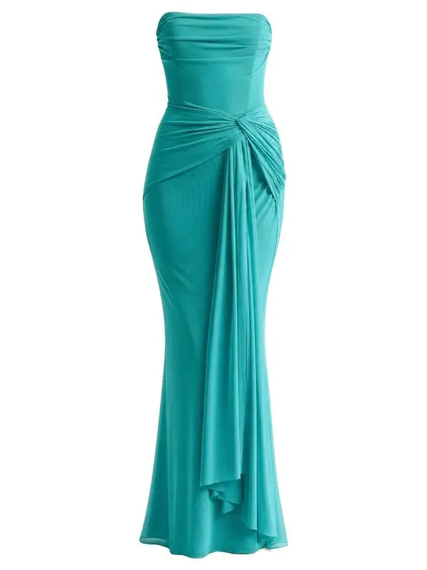 STUDIO LEXI Strapless Floor-length Gown With Gathered Detailing - Green