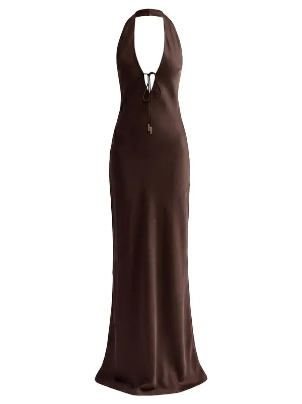 STUDIO LEXI Diaz Halterneck Maxi Dress - Brown