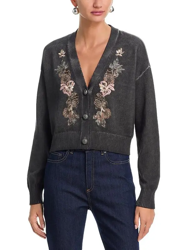 Cinq À Sept Embellished V-neck Cardigan - Black Mult