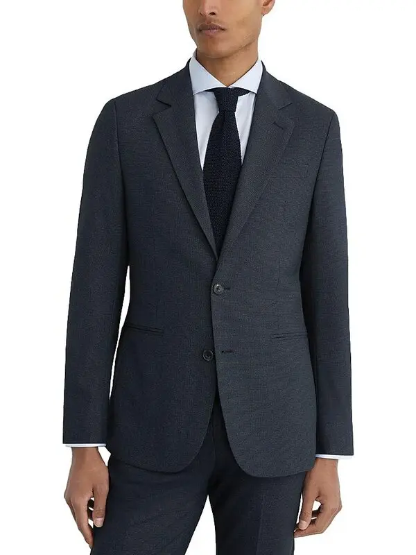 REISS Graduate Slim Fit Houndstooth Blazer - Navy