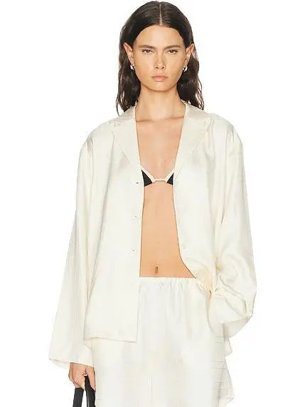 TOTEME Monogram Silk Pj Top - Cream