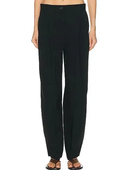 TOTEME Single Pleat Cotton Trouser - Black