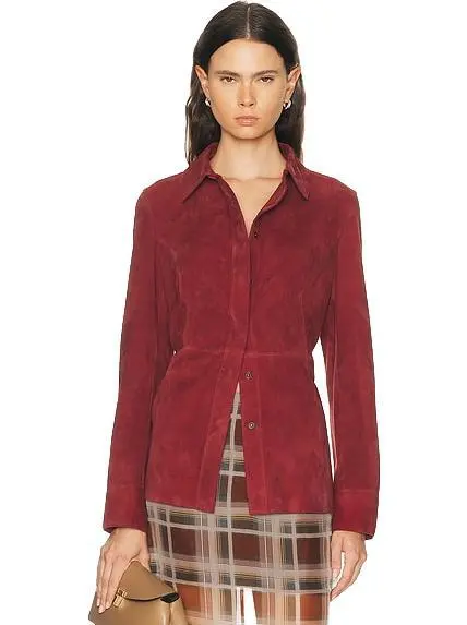 FRAME Suede Shirt - Garnet