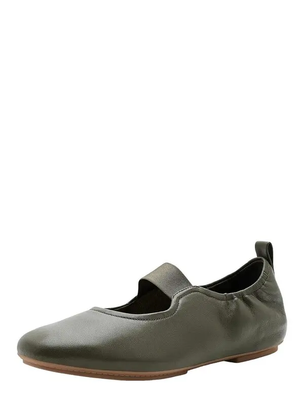 Fitflop Delicato Poise Leather Mary Jane Flats - Olive