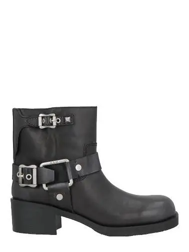 Ash Leather Buckled Ankle Boots - Black