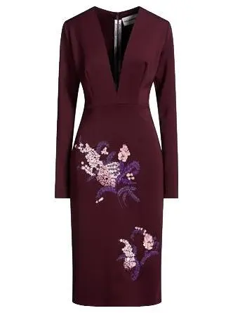 DES_PHEMMES Embroidered Midi Dress - Red
