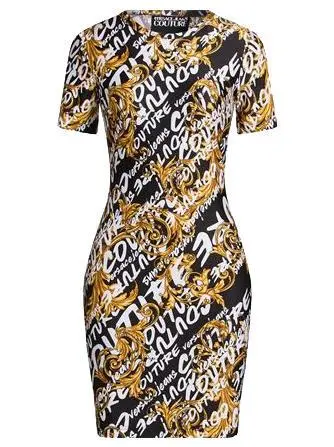 Versace Printed Polyamide And Elastane Mini Dress - Black