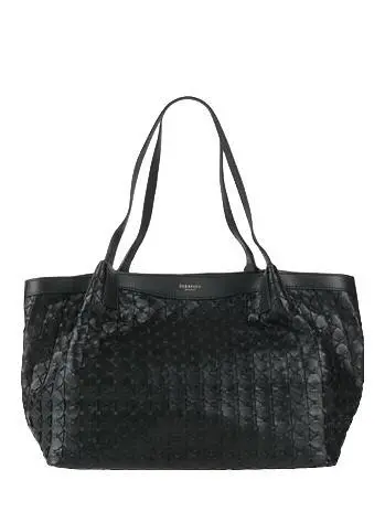 SERAPIAN Leather Maxi Tote Handbag - Black