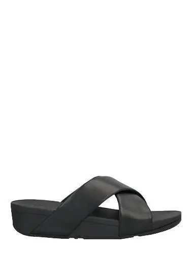 Fitflop Leather Wedge Sandals - Black