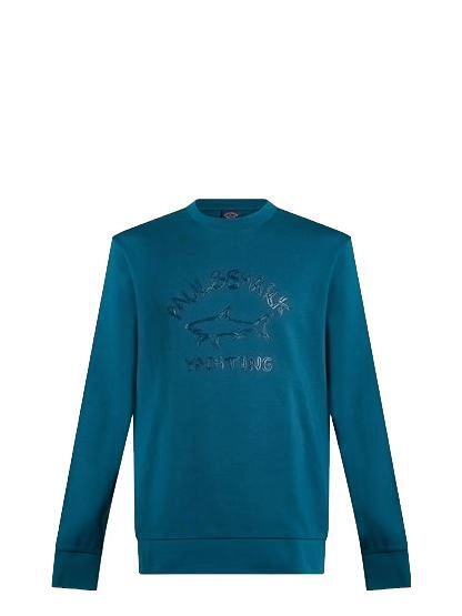 Paul & Shark Crewneck Sweatshirt With Embossed Logo - Deep Teal