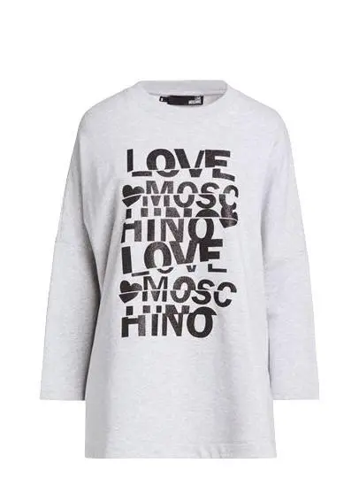 Moschino Cotton Sweatshirt With Glittered Print - Grey