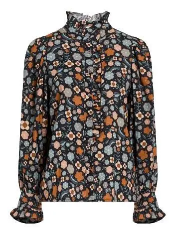 Antik Batik Anti-k Batik Ruched Floral-print Cotton Shirt - Black