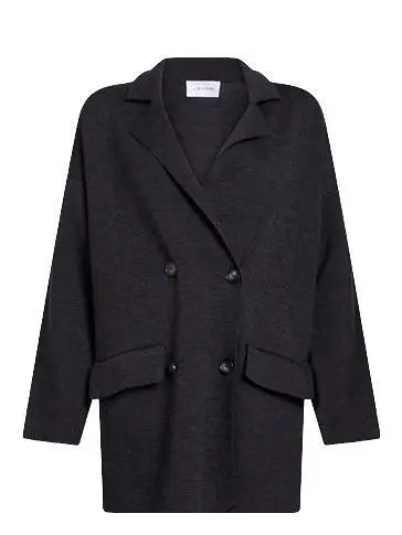ANNA MOLINARI Charcoal Merino Wool Double-breasted Blazer - Grey