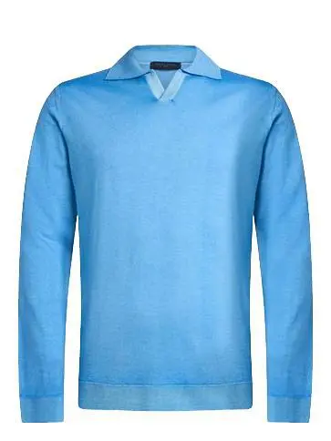 DANIELE FIESOLI Merino Wool Polo Sweater - Blue