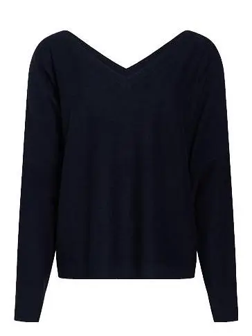 ARAGONA Cashmere V-neck Sweater - Navy