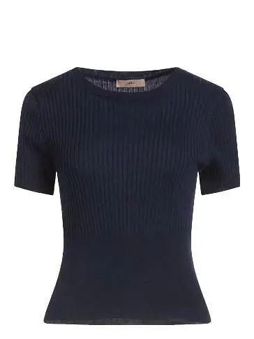 CARLA G. Ribbed Knit Crewneck Sweater - Navy