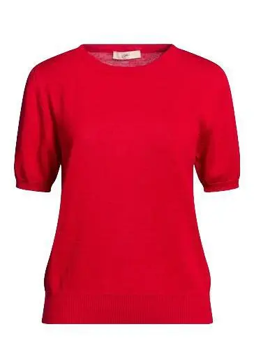 CARLA G. Merino Wool Short Sleeve Sweater - Red