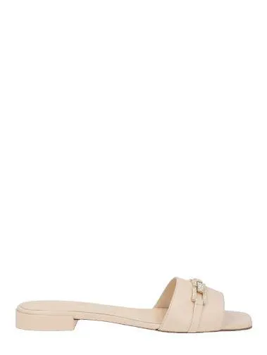BALDININI Embellished Leather Slide Sandals - Beige