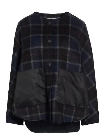 SHIRTAPORTER Tartan Patterned Wool Blend Coat - Navy