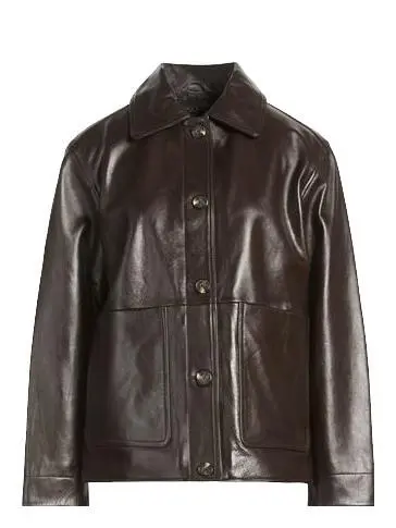 Rag & Bone Leather Classic Collar Single-breasted Jacket - Brown