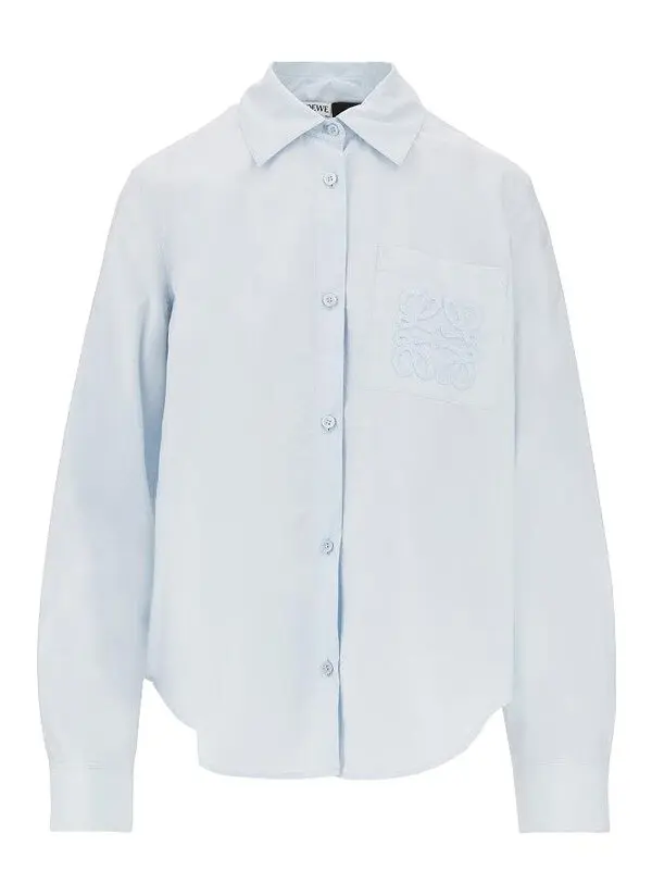 Loewe Anagram Embroidered Cotton-blend Shirt - Blue