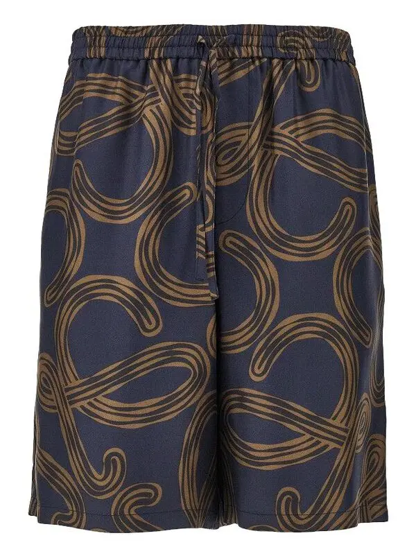 Loewe Anagram Print Silk Twill Shorts - Blue