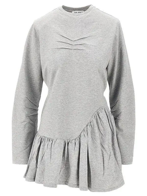 Attico Long Sleeve Flared Mini Dress - Grey
