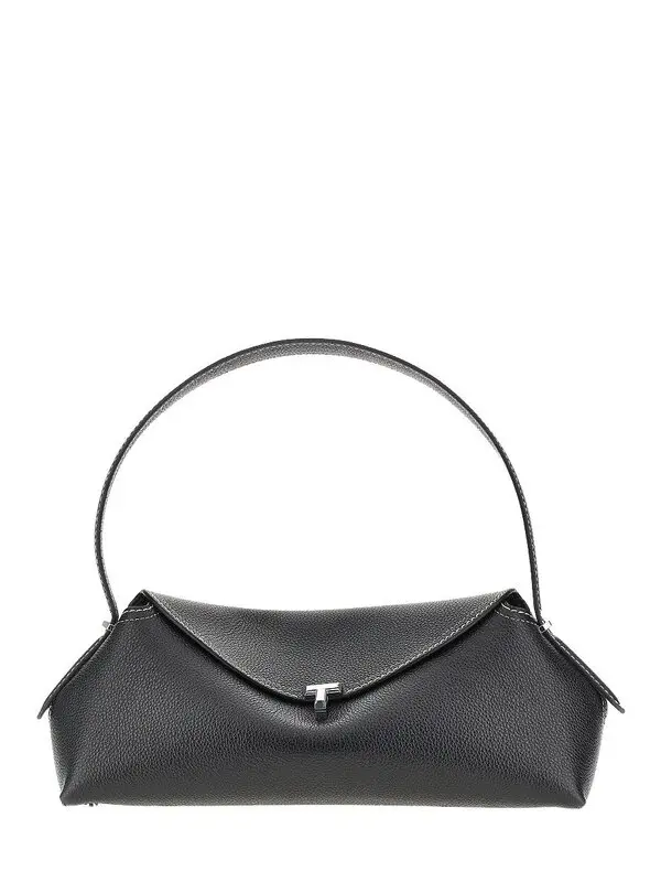 TOTEME Grained Leather T-lock Shoulder Bag - Black
