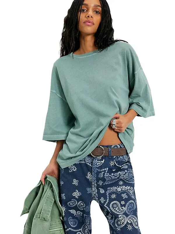 We The Free Essential Oversized Cotton Tee - Forest Run