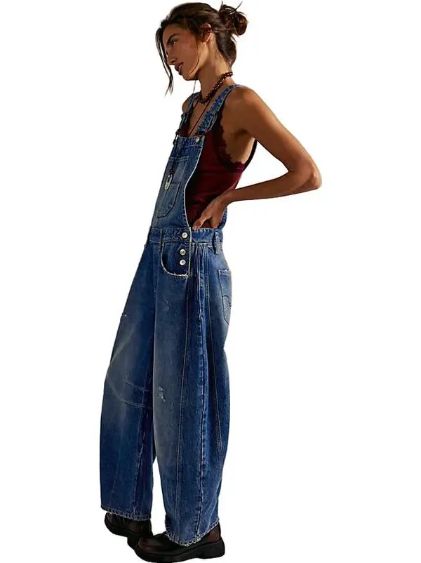 We The Free Good Luck Barrel Dungarees - Blue Glory